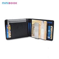 China Minibook RFID Blocking Carbon Fiber Wallet Clip Card Holder for Business Cards 10cm x 8cm for sale