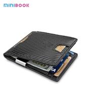 China Minibook RFID Blocking Carbon Fiber Wallet Clip Card Holder for Business Cards 10cm x 8cm for sale