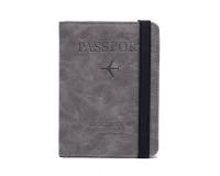 China Custom Logo PU Leather Passport Cover RFID Blocking Travel Wallet with Card Case 2 Slots for sale