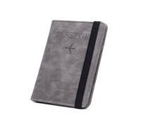 China Custom Logo PU Leather Passport Cover RFID Blocking Travel Wallet with Card Case 2 Slots for sale