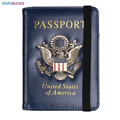 China RFID Passport Case Cover Holder Document Organizer Wallet Vintage PU Leather 2 Slot for sale