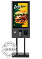 China 32 Inch Full Black Cashless Self Service Kiosk With Credit Card Payment for sale
