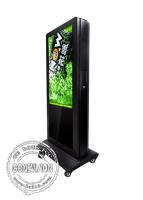 China Dual Lcd Touch Advertising Standee / Movable Beacon Media Player Totem Digital Signage for sale