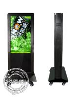 China Dual Lcd Touch Advertising Standee / Movable Beacon Media Player Totem Digital Signage for sale