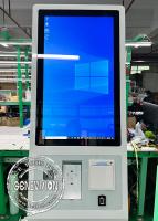 China Palmprint Reader White Led Strip Fingerprint Self Service Kiosk Machine 27 Inch Windows Pc All In One for sale