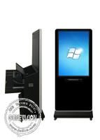 China Wifi Network Touch Screen Kiosk with Printer, Indoor Floor Standing Lcd Advertising Standee Kiosk for sale