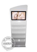 China 19 Inch Magazine Holder Advertising Standee Usb Update Media Kiosk With Book Shelves for sale