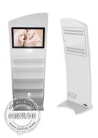 China 19 Inch Magazine Holder Advertising Standee Usb Update Media Kiosk With Book Shelves for sale