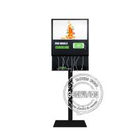 China 21.5inch android wifi black color charging advertising kiosk with charging mobile phone wire for airport for sale