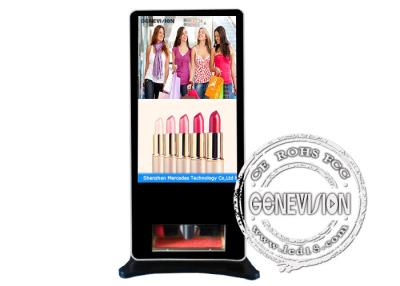 China 55inch Smart Touch Kiosk with Shoes Cleaner Interactive Android Advertising Standee with remote managing Software for sale