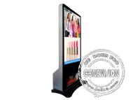 China 55inch Smart Touch Kiosk with Shoes Cleaner Interactive Android Advertising Standee with remote managing Software for sale