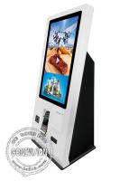 China Hotel 24 Inch Vertical Desktop Printer QR Code Scanner Card Dispenser Self Service Check In Kiosk for sale