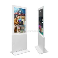 China Two Side QLED Extra Slim High Brightness Floor Advertising Display With Transparent Frame for sale