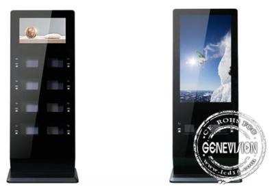 China IR Touch Lcd Media Freestanding Digital Signage Kiosk High Brightness Wireless Cell Phone Charging for sale