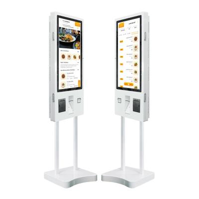China 32 Inch Self Service Order Payment Touch Screen Kiosk Printer Qr Code Scanner For Supermarket / Restaurant for sale