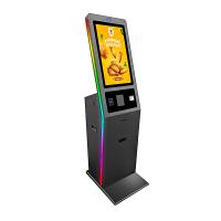 China 27 Inch Floor Standing Self Service Order Fast Food Kiosk With LED Light Strip Decoration for sale