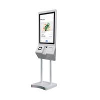 China 27 Inch B-shaped Self Service Checkout Kiosk Menuboard Pos Machine With Printer QR Code Scanner for sale