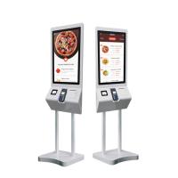 China 27 Inch B-shaped Self Service Checkout Kiosk Menuboard Pos Machine With Printer QR Code Scanner for sale