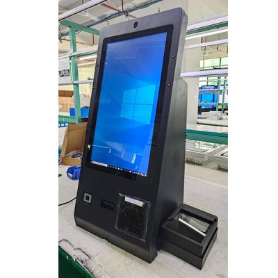 China OCR Passport Reader 24 Inch Desktop Hotel Check In Self Service Kiosk with Camera Microphone for sale