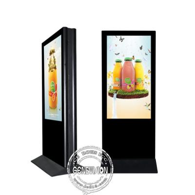 China 55 Inch Kiosk Digital Signage Floor Stand Dual Side Indoor LCD Advertising Screen for sale