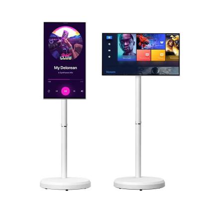 China 21.5 Inch Smart Portable Monitor Screen Digital Signage Display Moving Touch Screen Monitor Android 15 Smart Tv Rollable Tablet for sale