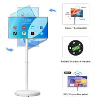 China 21.5 Inch Smart Portable Monitor Screen Digital Signage Display Moving Touch Screen Monitor Android 15 Smart Tv Rollable Tablet for sale