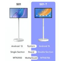 China 21.5 Inch Smart Portable Monitor Screen Digital Signage Display Moving Touch Screen Monitor Android 15 Smart Tv Rollable Tablet for sale