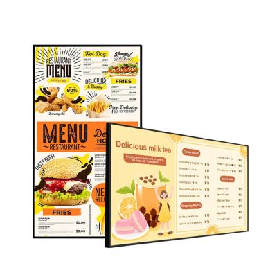 China Wall Mount Menu Board Digital Signage Electronic LED Advertising Screens for Restaurant Cafe for sale