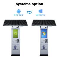 China 27 Inch Solar Powered Outdoor Freestanding Payment Kiosk Waterproof Off Grid Touch Screen Self Service Ordering Booking Kiosk Stand for Beach Park Resort Outdoor Food Service for sale