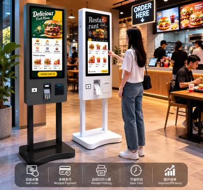 China 32 Inch PCAP Touch Screen Self Payment Kiosk Windows10 Ordering Machine Kiosk With Thermal Printer for sale