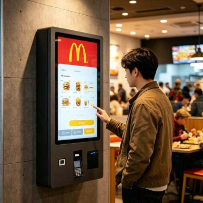 China Wall Hanging Self Service Kiosk 32 Inch Display with QR Code Scanner Thermal Printer and POS System Perfect for Fast Food Chains and Restaurant for sale