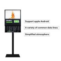 China 21.5 Inch Floor Standing Touch Phone Charging Kiosk LCD Advertising Display Remote CMS Free Public Mobile Charging Station For Mall Airport Hotel Restaurant for sale