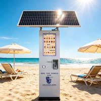 China 27 Inch Solar Powered Outdoor Freestanding Payment Kiosk Waterproof Off Grid Touch Screen Self Service Ordering Booking Kiosk Stand for Beach Park Resort Outdoor Food Service for sale