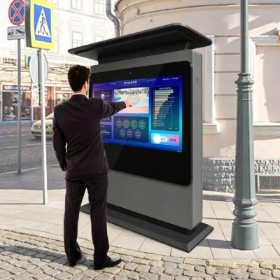 China 55 Inch Outdoor Digital Signage Touch Screen Kiosk Totem Windows Android High Brightness Waterproof Advertising Display for sale