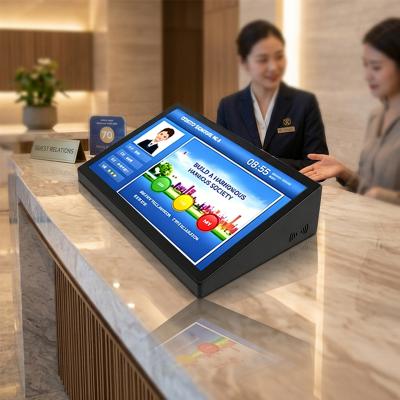 China 10.1 Inch Capacitive Touch Android All In One Customer Satisfaction Evaluation Terminal for Indoor Table Standing Service Rating Feedback for sale