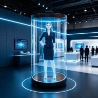 China 75 Inch 3D Holographic Transparent Showcase All In One Digital Human Display Android AI Touch Screen Kiosk For Commercial Exhibition Real Estate Retail Marketing for sale