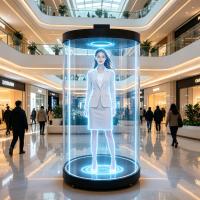 China 75 Inch 3D Holographic Transparent Showcase All In One Digital Human Display Android AI Touch Screen Kiosk For Commercial Exhibition Real Estate Retail Marketing for sale
