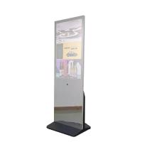 China 43 Inch Floor Stand Mirror Glass Touch Screen Kiosk Integrated Thermal Camera Human Body Temperature Detection Smart Fitness Mirror Digital Signage for sale