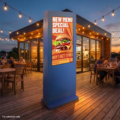 China IP65 Waterproof 2000 Nits Brightness Outdoor Digital Signage with Intelligent Thermal Cooling for Freestanding Touch Kiosk Advertising Display for sale