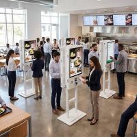 China 32 Inch Dual Screen Self Service Order Kiosk Capacitive Touch Restaurant Self Ordering Payment Terminal With Receipt Printer QR Scanner POS Bracket For Fast Food Coffee Shop for sale