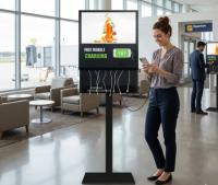 China Charging Kiosk Mobile Phone 21.5inch Advertising Screen Kiosk With Charging Wire Support Wifi for sale