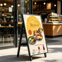China Waterproof Outdoor A Frame Mobile Digital Signage 32 43 49 55 Inch Portable Advertising Kiosk, Standing Digital Menu Board Display for Fast Food Shop Cafe Restaurant for sale