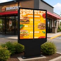 China 55inch 2500nits IP66 Fully Sealed  Waterproof Dual Screen Outdoor Digital Signage and LCD Advertising Display for sale