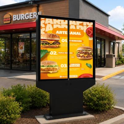 China 55inch 2500nits IP66 Fully Sealed  Waterproof Dual Screen Outdoor Digital Signage and LCD Advertising Display for sale