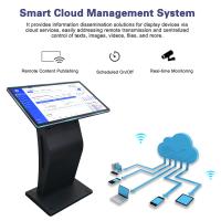 China 32 Inch Touch Screen Kiosk with RGB LED Edge Light and Height-Adjustable Stand for Self-Service Terminal for sale