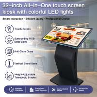 China 32 inch Floor Standing Touch Screen Kiosk with RGB LED Light for Multi Application Places for sale