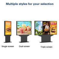 China 1000-3500nits Triple Screen Setup IP66 Outdoor Digital Signage Drive Through LCD Advertising Kiosk for sale