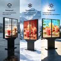 China 55 Inch Outdoor Digital Signage with 3500 Nits High Brightness IP66 Waterproof Double Screens Advertising Display for sale