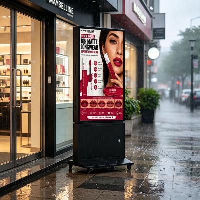 China Dual-Sided Battery Powered Outdoor Digital Signage with 14-Hour Runtime and Wheeled Movable Design for sale