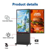 China 55 Inch IP66 Waterproof Full Laminated Outdoor Digital Signage Battery‑Powered Double‑Sided Free Standing LCD Display Stand Mounted for Street Retail Mall Public Place Outdoor Advertising Kiosk for sale